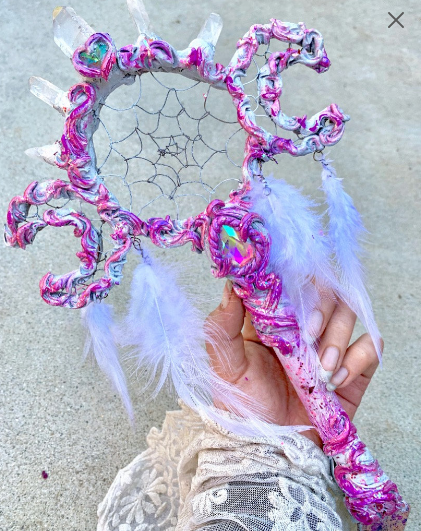 Celestial fae Triple moon dreamcatcher wand – ShadowlightHaven